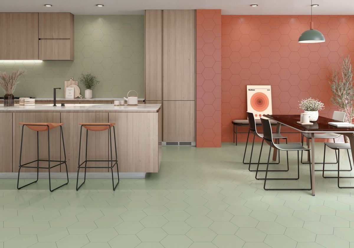 Caja Porcelánico Hexagonal 25x25 Basic Olive 1,00m2 16 piezas Codicer — Azulejossola