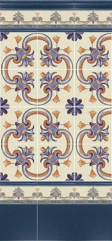 Bordure Talavera 10x20 cm Céramique Ribesalbes — Azulejossola